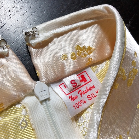 Dresses | Traditional Chinese White Gold Sort Qipao | Poshmark